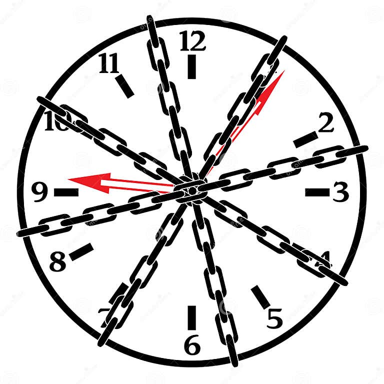 Clock in chains stock vector. Illustration of metallic - 43659497