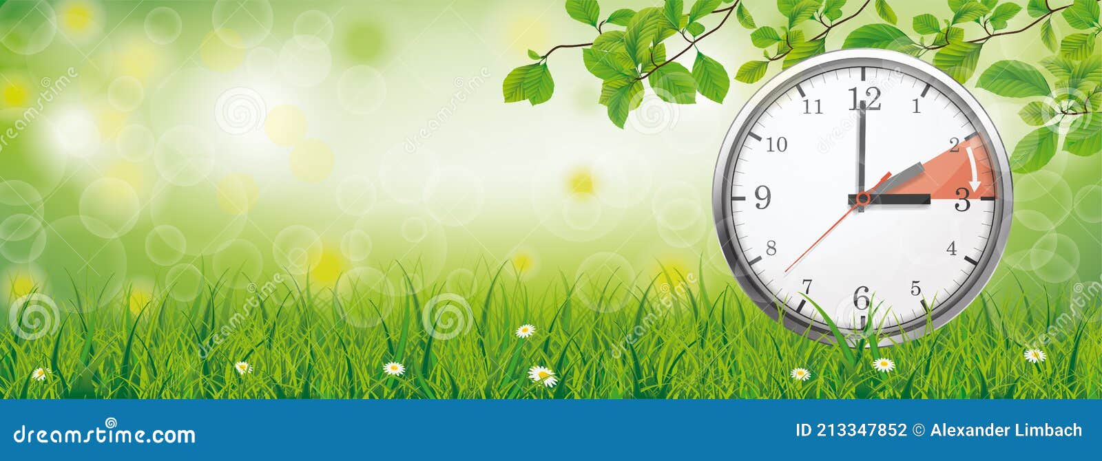 Clock Change Standard Time Spring Green Header Stock Vector ...