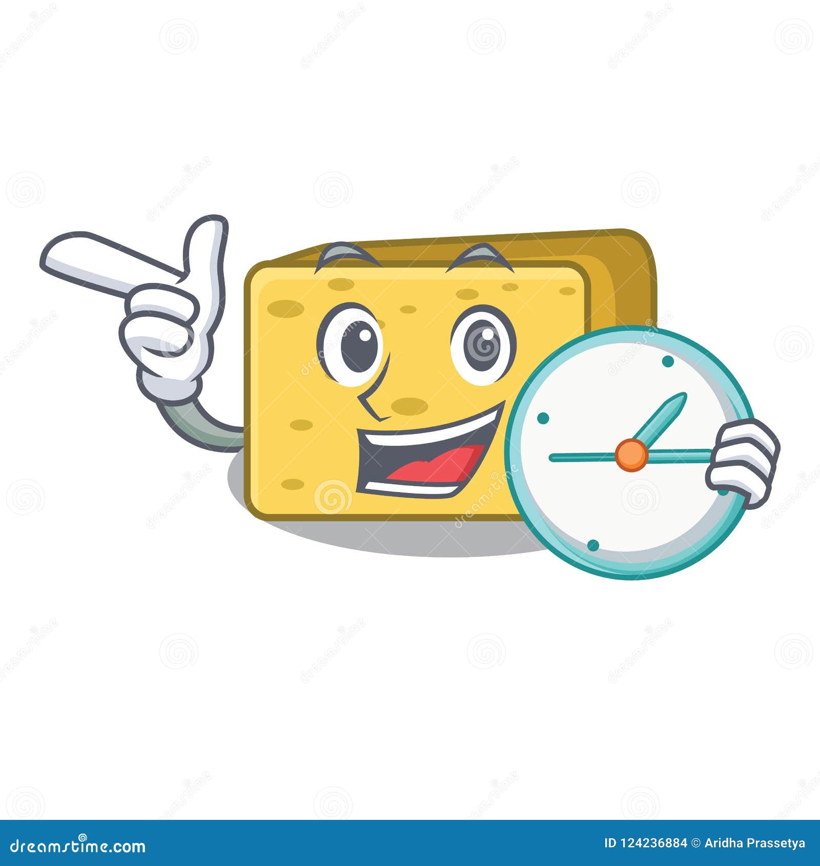 With Clock Character Fresh Gouda Cheese Stock Vector - Illustration of ...