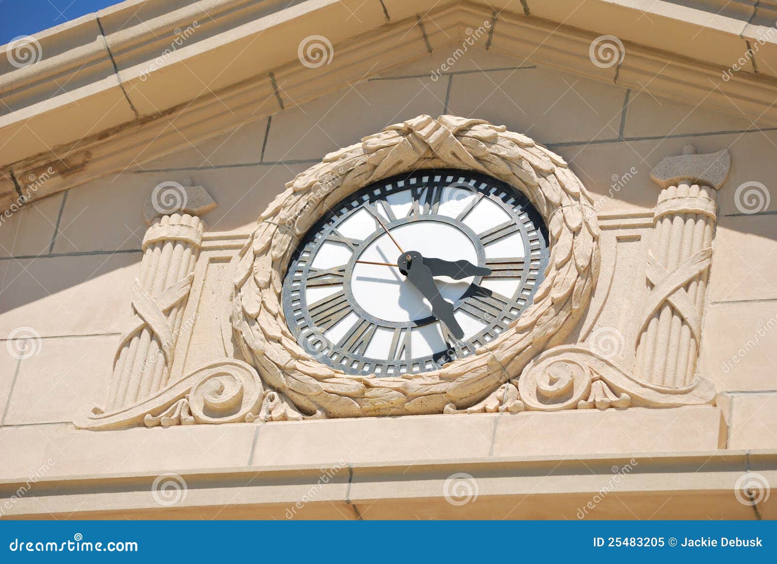 Clock on Charlton County Courthouse Stock Image - Image of greek, clock ...