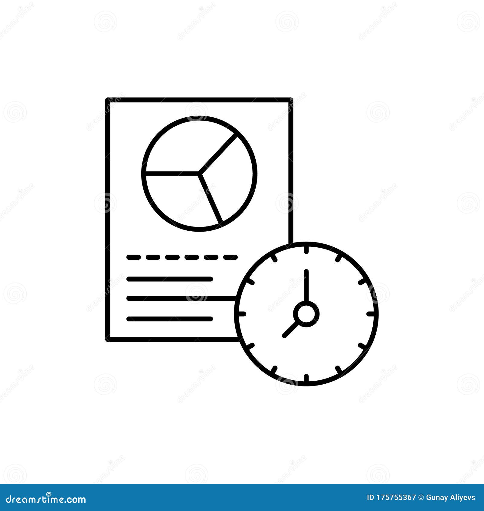 Clock, Chart, Document Icon. Simple Line, Outline Vector Elements of ...