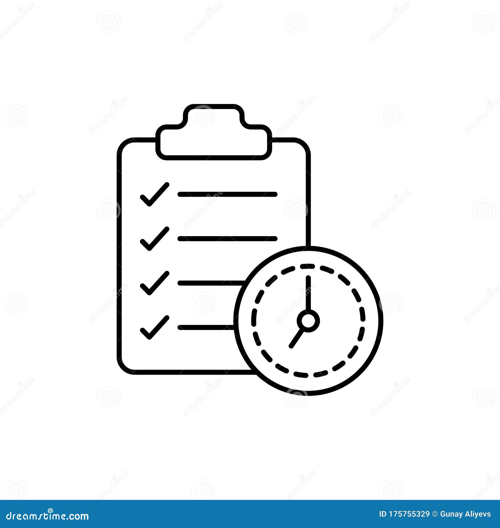 Clock With Check Mark, Best Time, Stopwatch Lineal Icon. Time ...