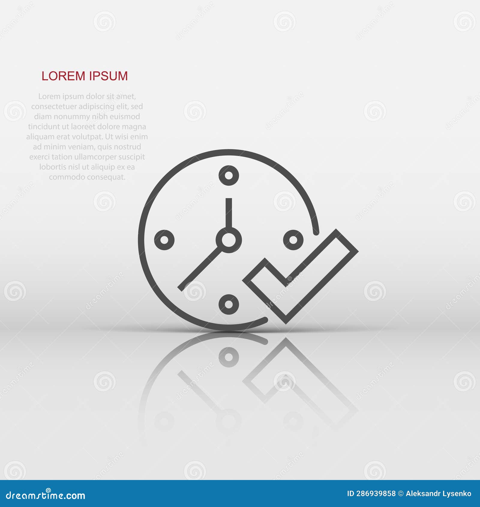 Clock Check Mark Icon in Flat Style. Timer Approval Vector Illustration ...