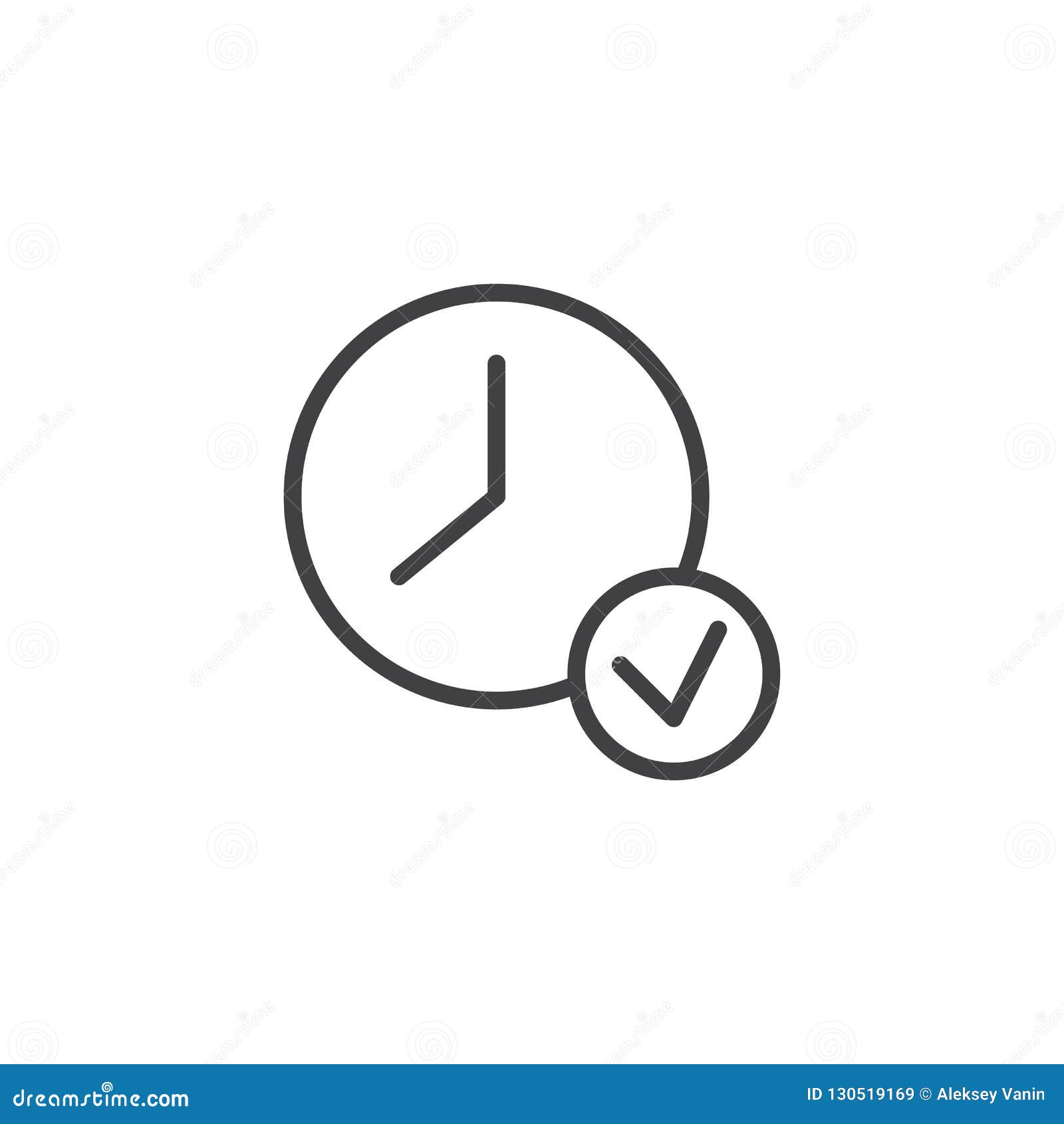 Clock with Check Mark Outline Icon Stock Vector - Illustration of ...