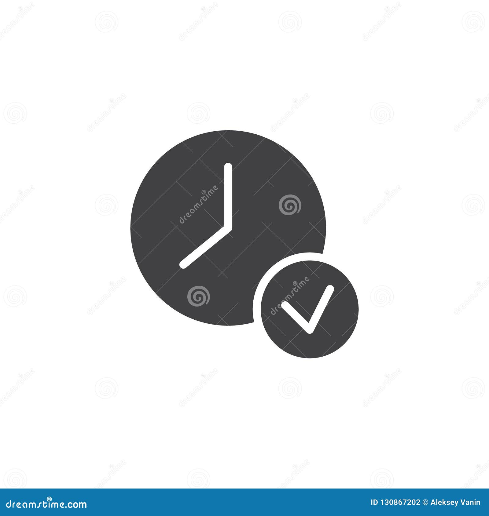 Clock with Check Mark Vector Icon Stock Vector - Illustration of timer ...
