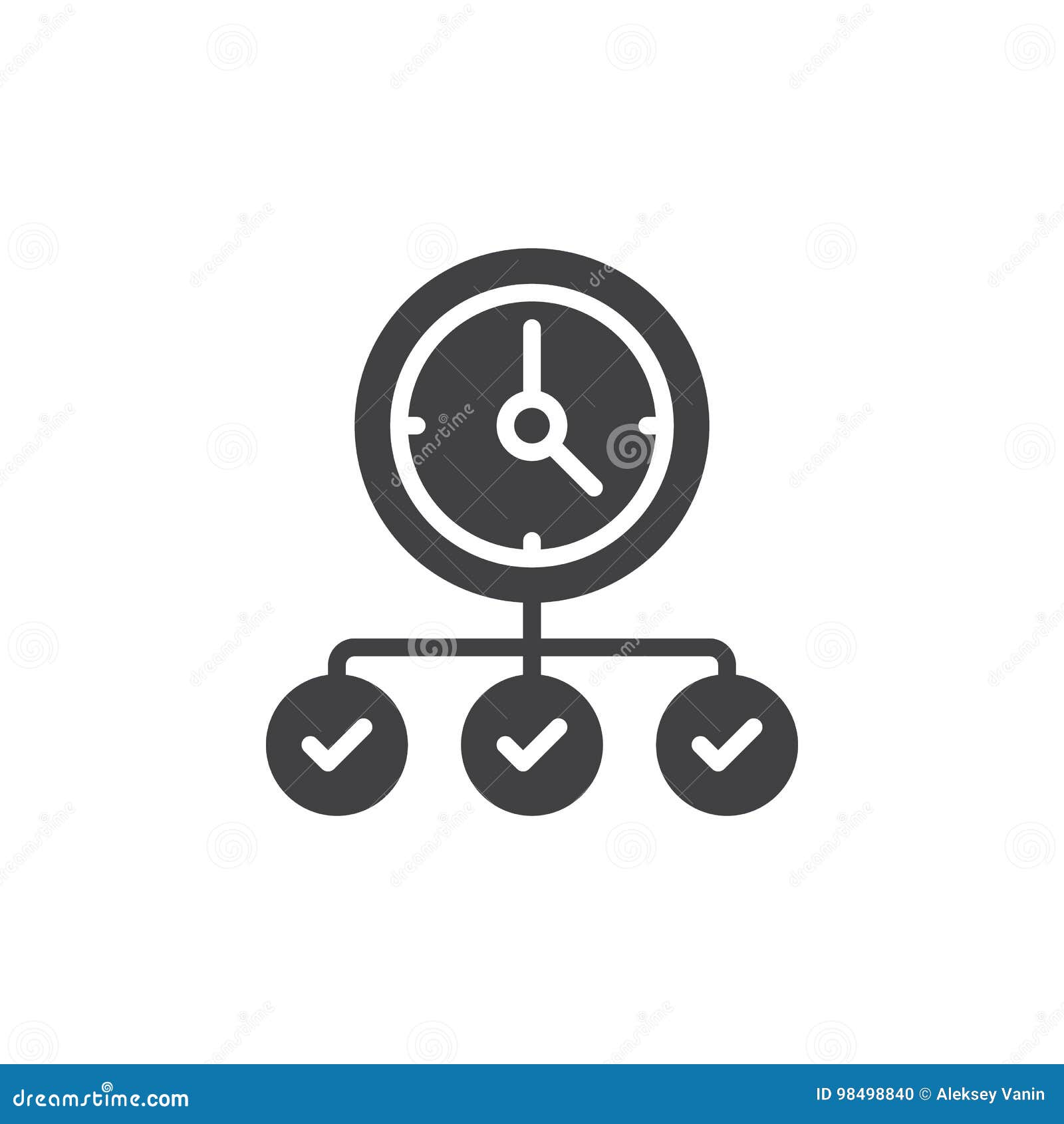 Clock with Check Marks Icon Vector Stock Vector - Illustration of ...