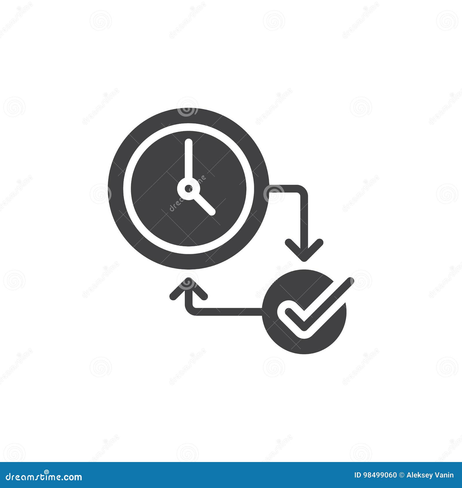 Clock and Checkmark with Arrows Icon Vector Stock Vector - Illustration ...