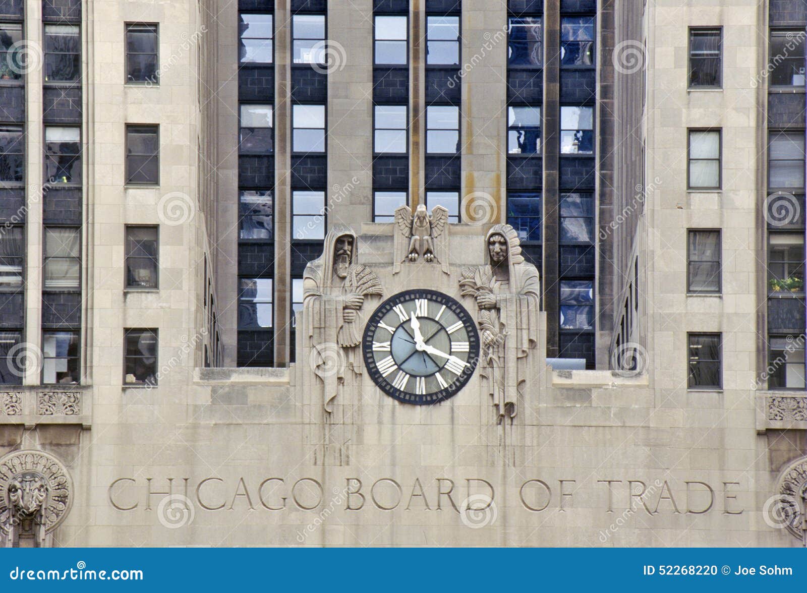 Clock on the Chicago Board of Trade Building, Chicago, Illinois ...