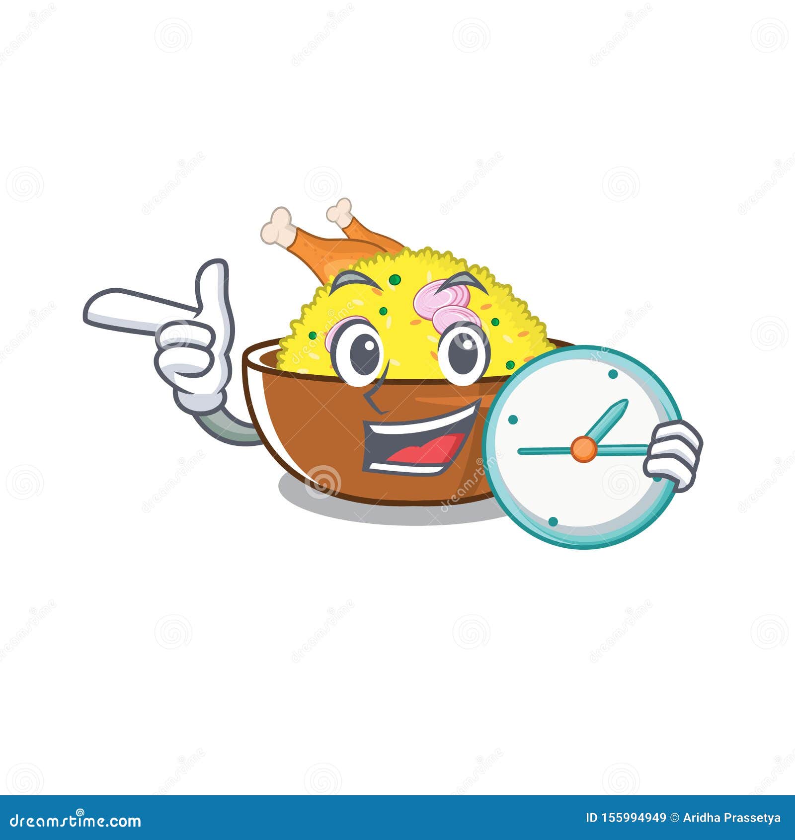 With Clock Chicken Nuggets On Above Cartoon Plate Vector Illustration ...