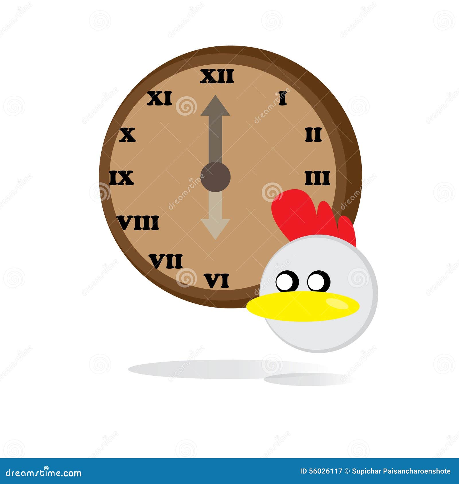 Clock chicken Morning time stock vector. Illustration of clock - 56026117