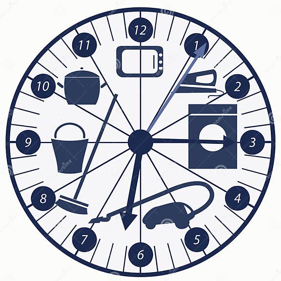 Clock with Chore Background Vector Illustration Stock Vector ...