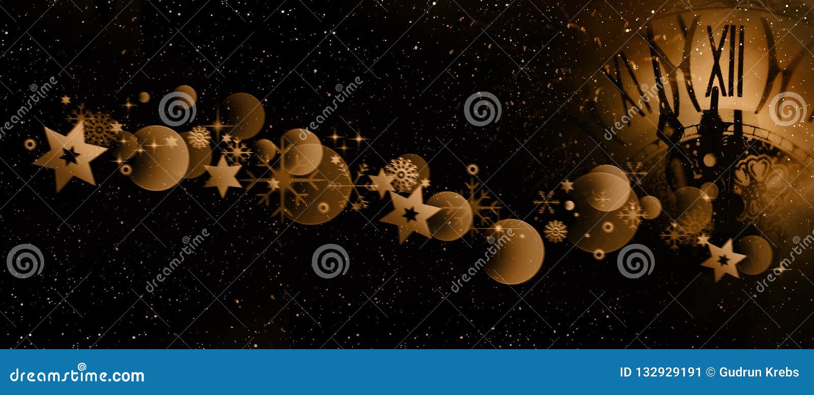 Clock with Christmas Border Stock Illustration - Illustration of advent ...