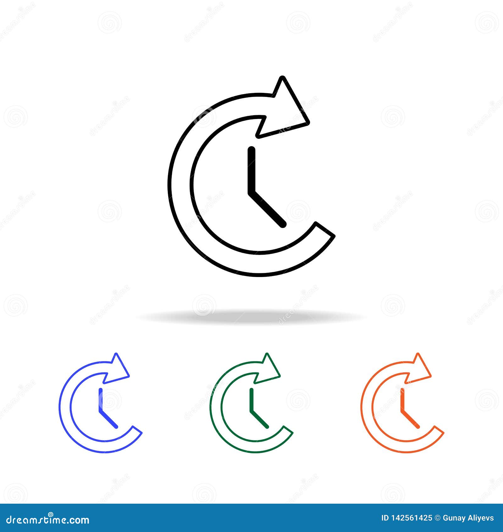 Clock and Circular Arrow Icon. Elements of Simple Web Icon in Multi ...