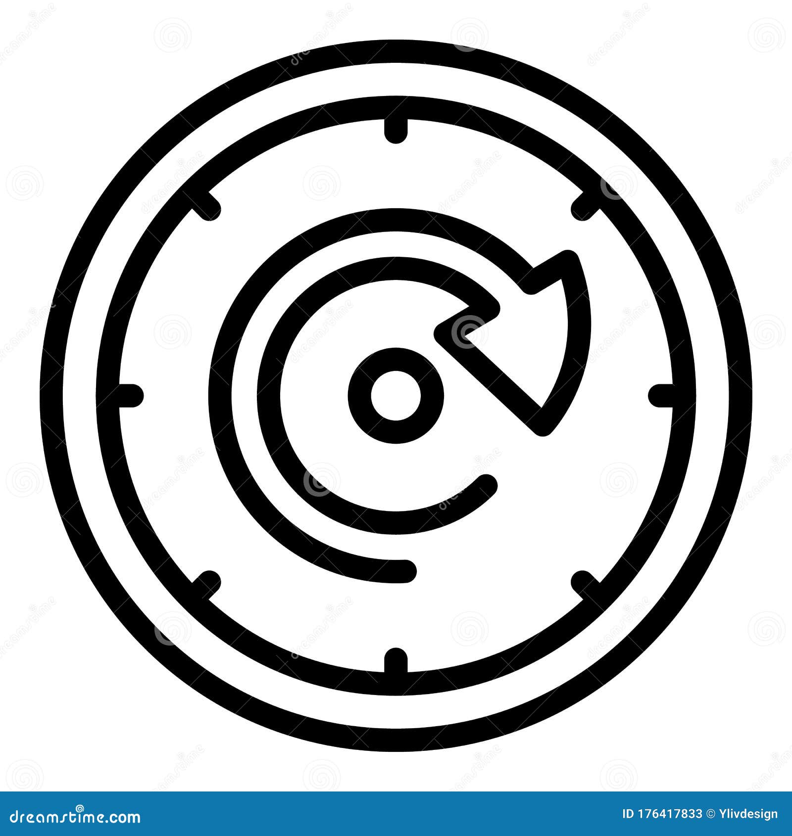 Clock and Circular Arrow Icon, Outline Style Stock Vector ...