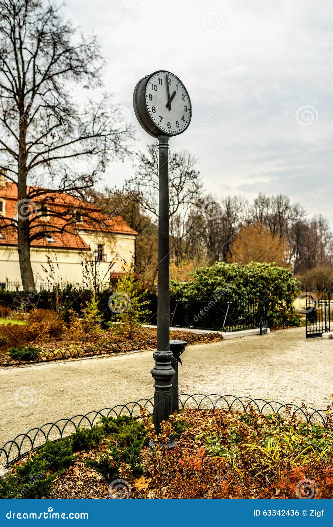 Clock in city park stock photo. Image of famous, flowers - 63342436