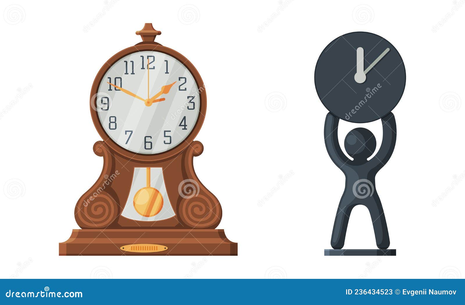 Clock with Clock Face and Clockwork Mechanism Displaying Time Vector ...