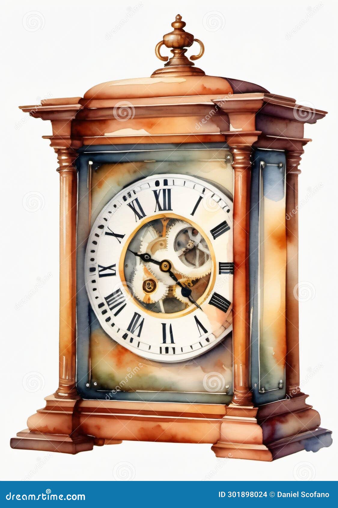 A Clock with a Clock Face Painted in Watercolor. Generative AI Stock ...