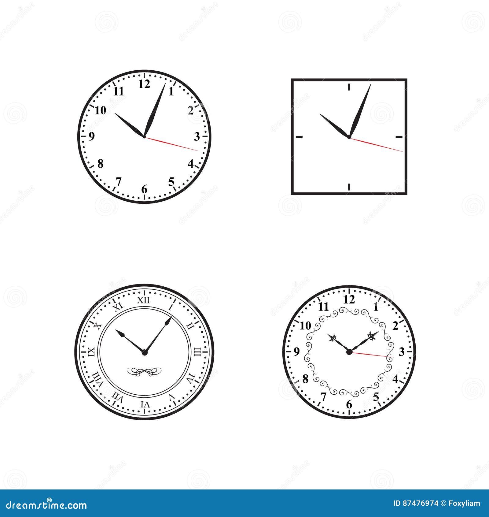 Clock; Clock Icon Set Vector Stock Vector - Illustration of minute ...