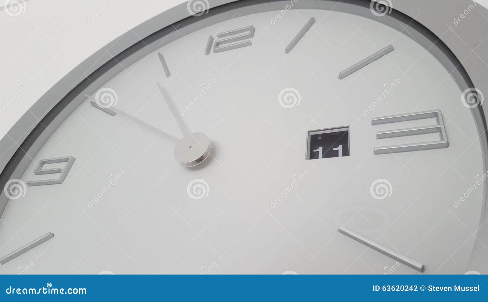 Clock close up with date stock photo. Image of white - 63620242