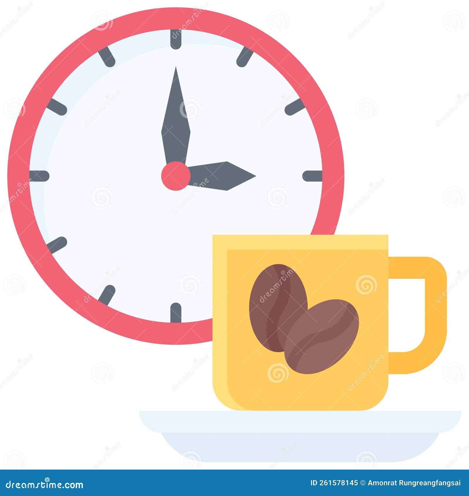 Clock and Coffee Cup Icon, Coffee Shop Related Vector Stock Vector ...