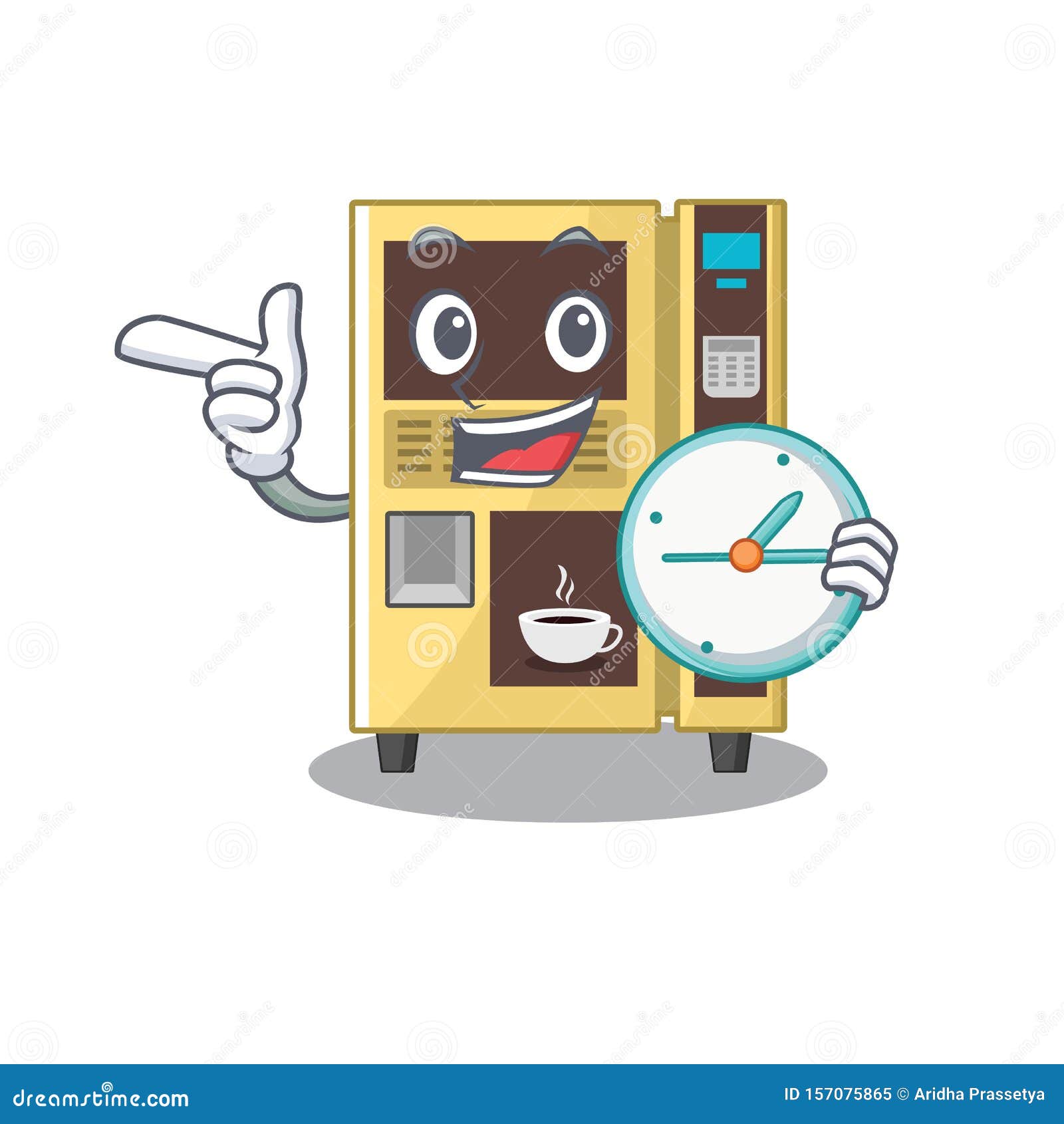 With Clock Coffee Vending Machine with Cartoon Shape Stock Vector ...