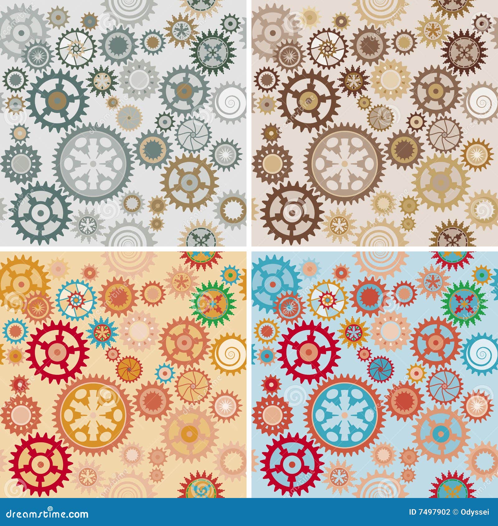 Clock cogwheel pattern set stock vector. Illustration of engineering ...