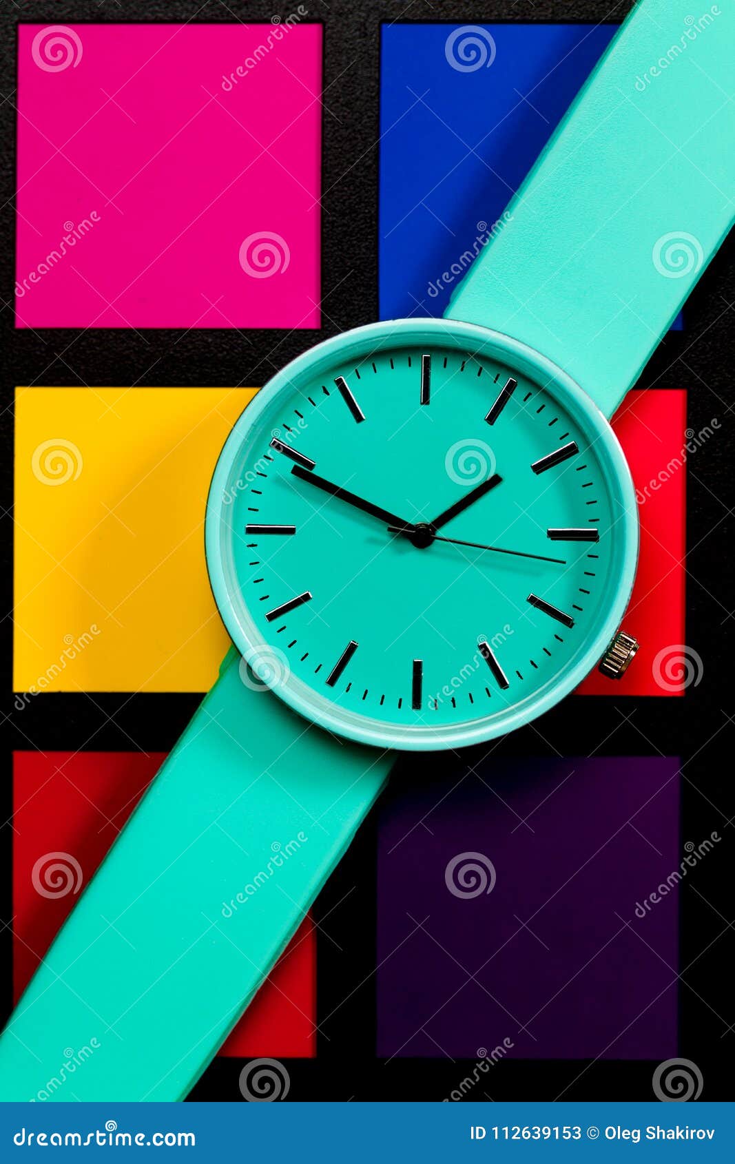 Clock on a Colored Background. Abstraction. Minimalism Stock Image ...