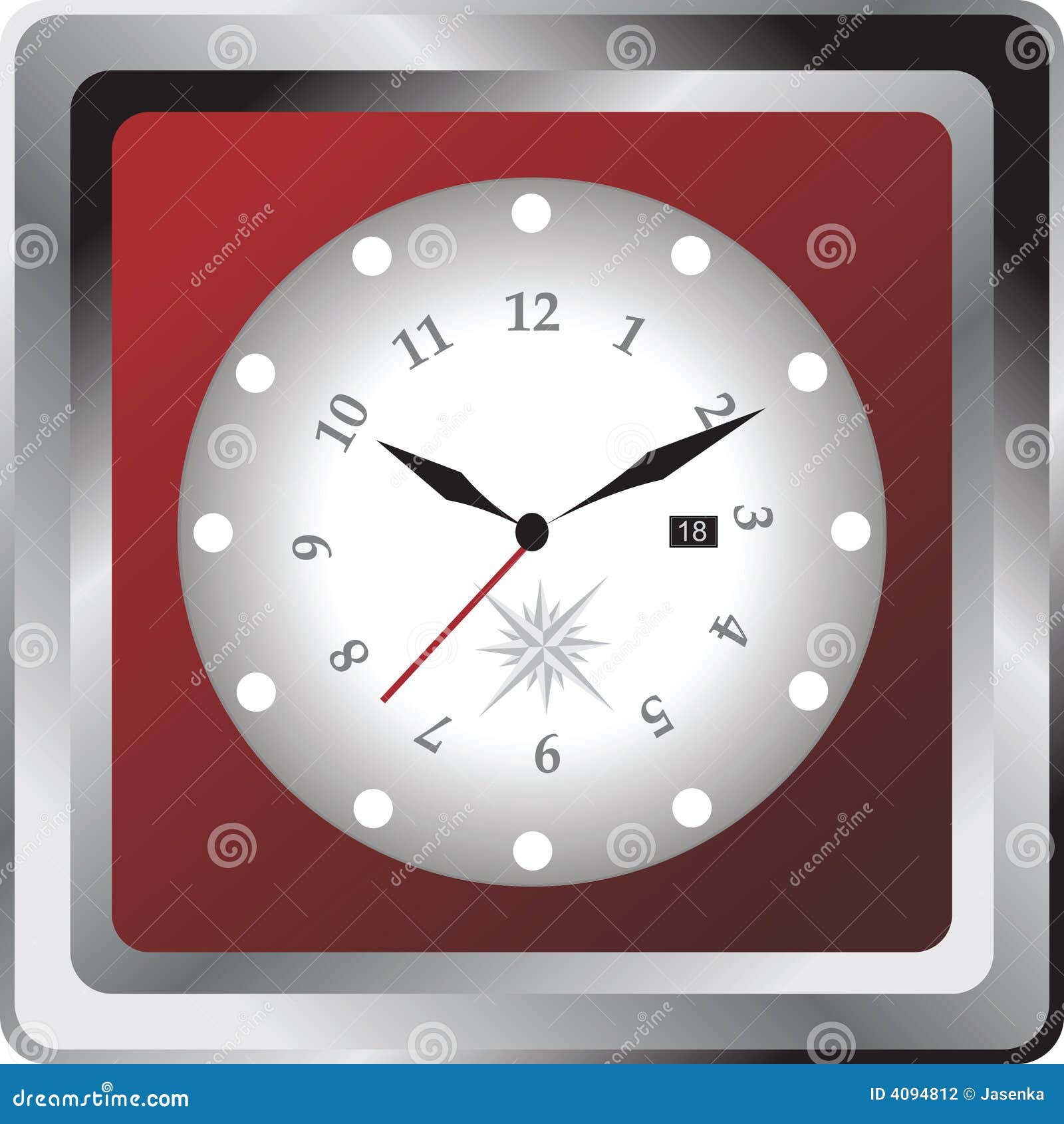 Clock with compass design stock vector. Illustration of west - 4094812
