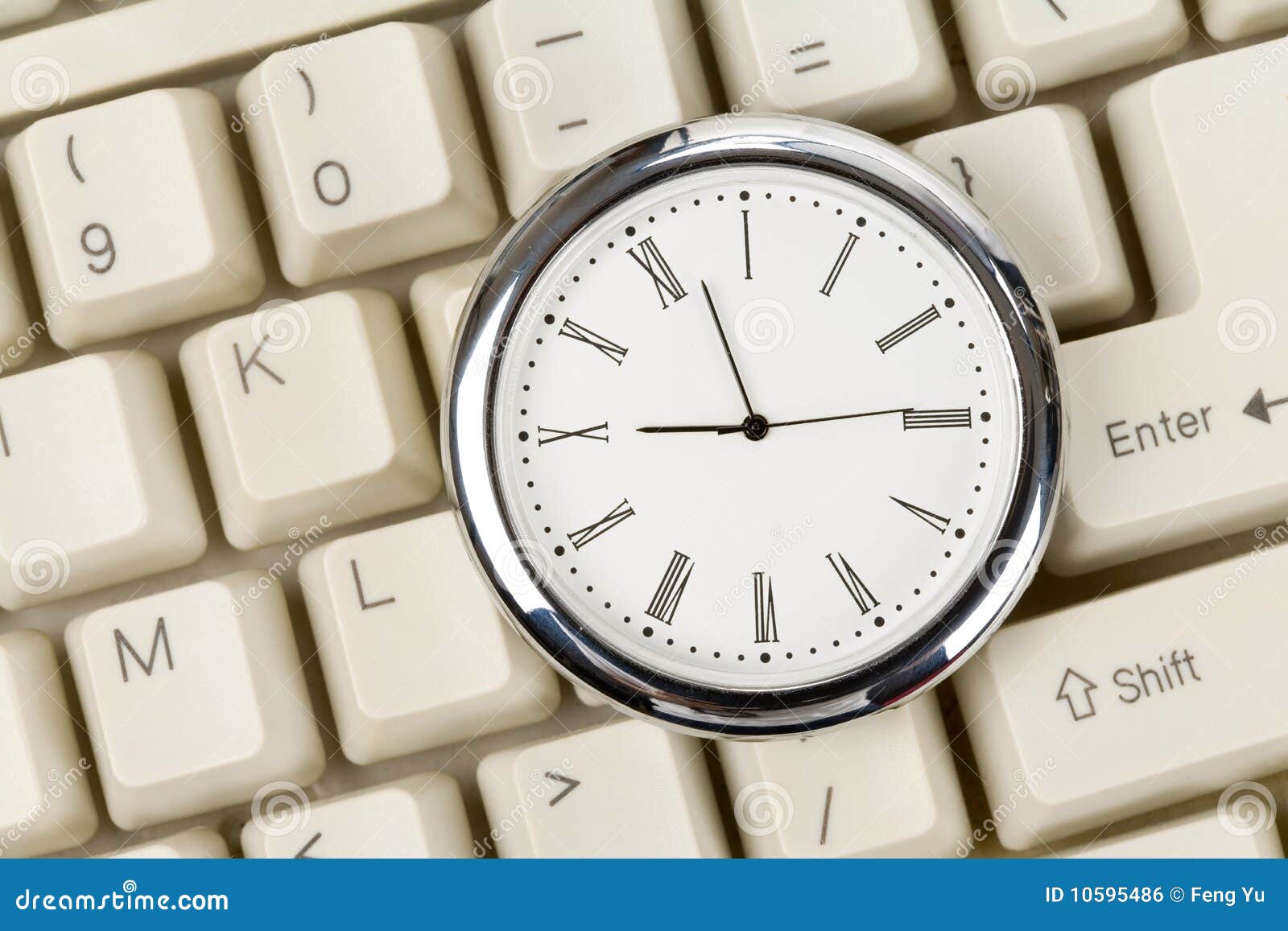 Clock and Computer Keyboard Stock Photo - Image of urgency, internet ...