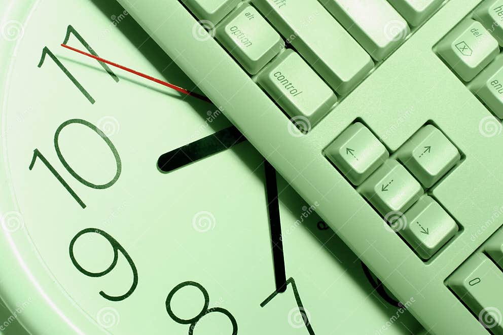Clock and Computer Keyboard Stock Photo - Image of business, networking ...