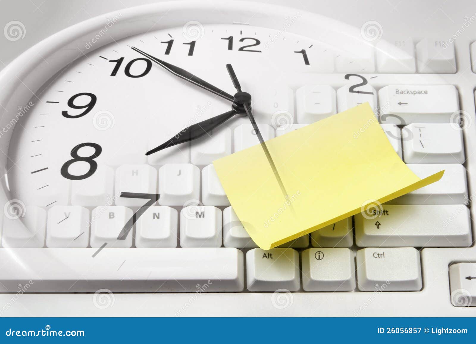 Clock and Computer Keyboard Stock Image - Image of blank, notepad: 26056857