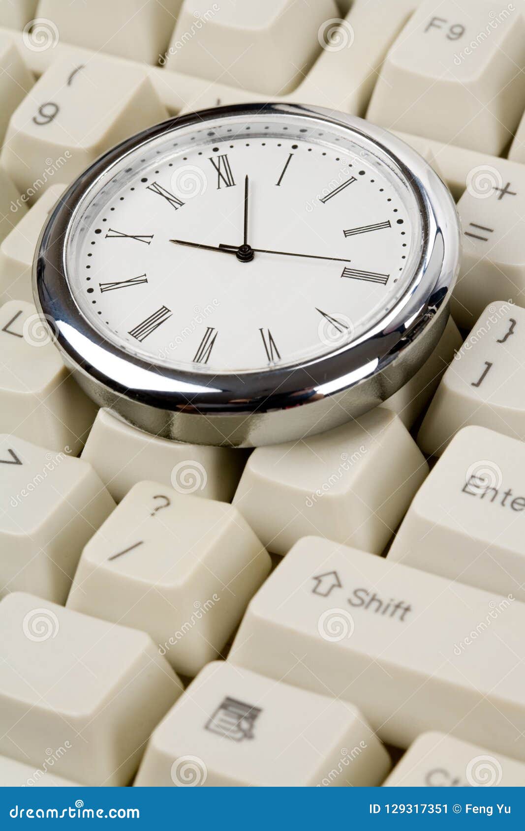 Clock and Computer Keyboard Stock Image - Image of networking, schedule ...