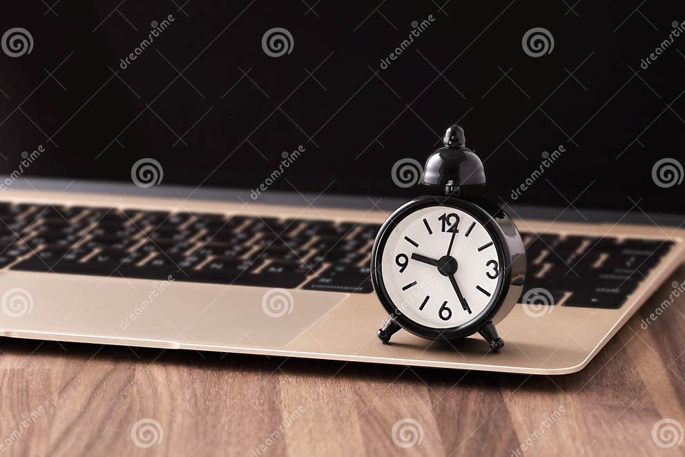 Clock on Computer Time Management Concept Stock Image - Image of ...