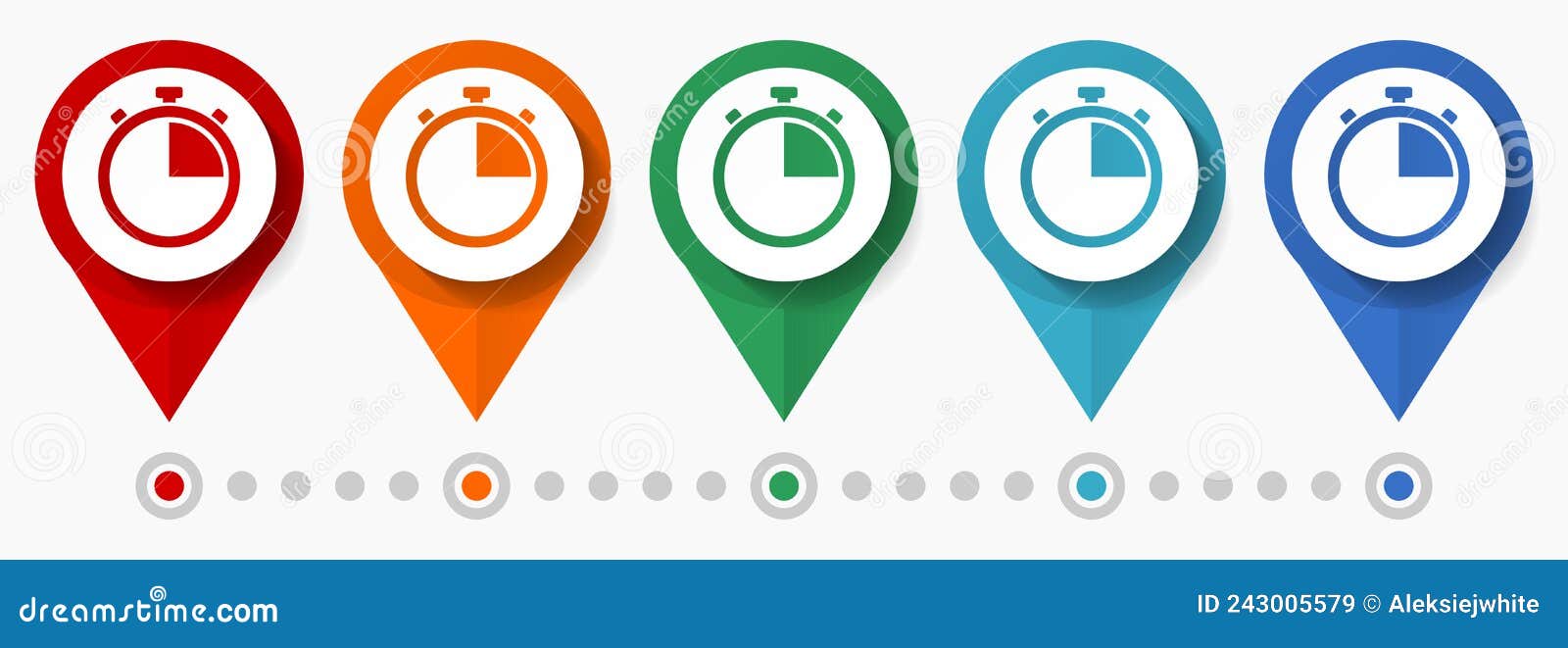 Clock Concept Vector Icon Set, Flat Design Stopwatch Pointers ...