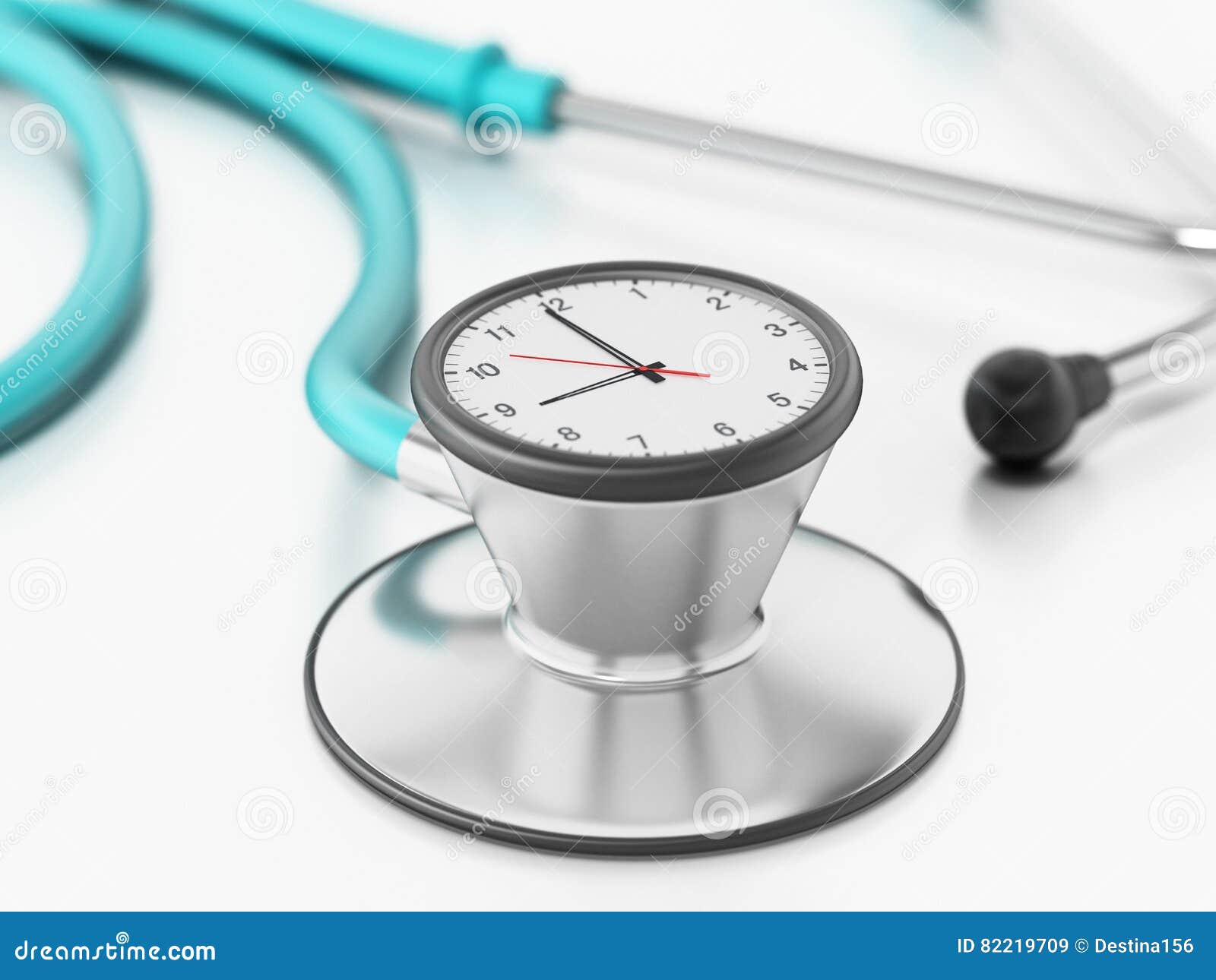 Clock Connected To Stethoscope. 3D Illustration Stock Illustration ...