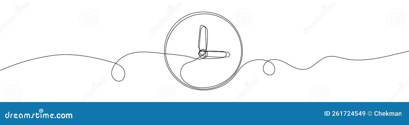 Clock in Continuous Line Drawing Style. Line Art Symbol of Time Stock ...