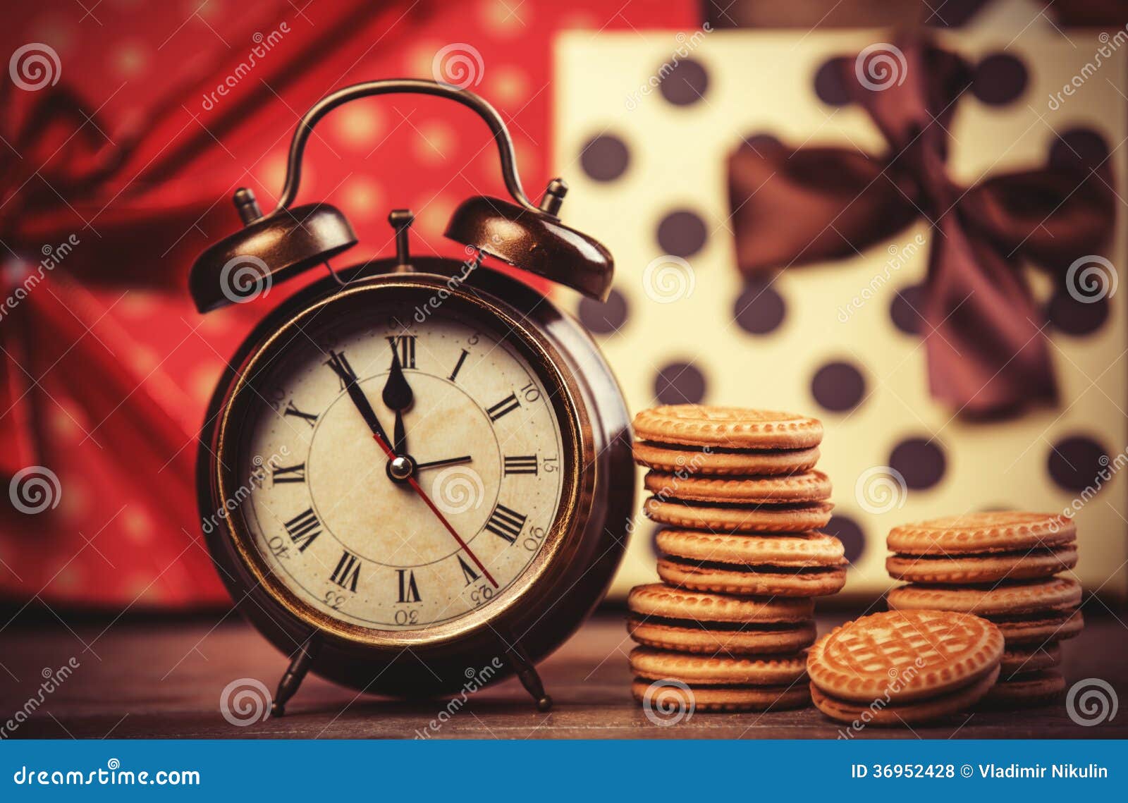 Clock and cookie stock photo. Image of classic, alarmclock - 36952428