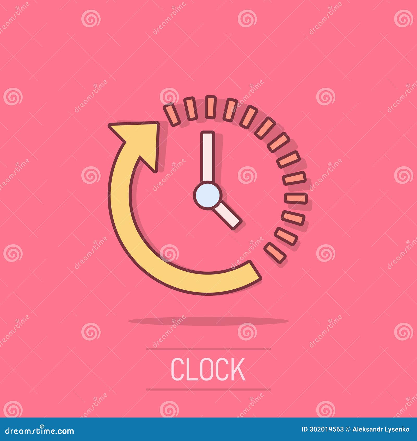 Clock Countdown Icon in Comic Style. Time Chronometer Vector Cartoon ...