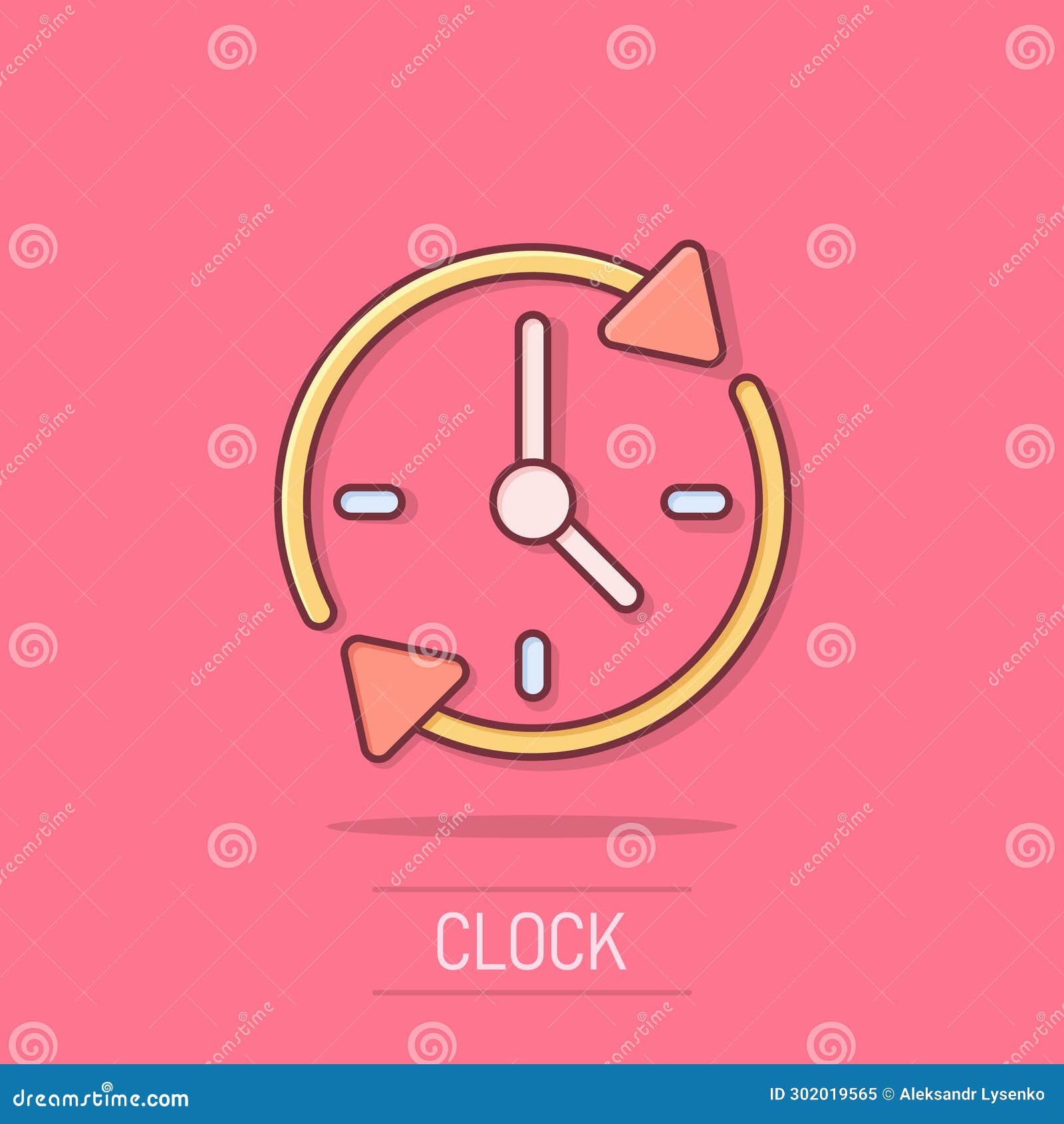 Clock Countdown Icon in Comic Style. Time Chronometer Vector Cartoon ...