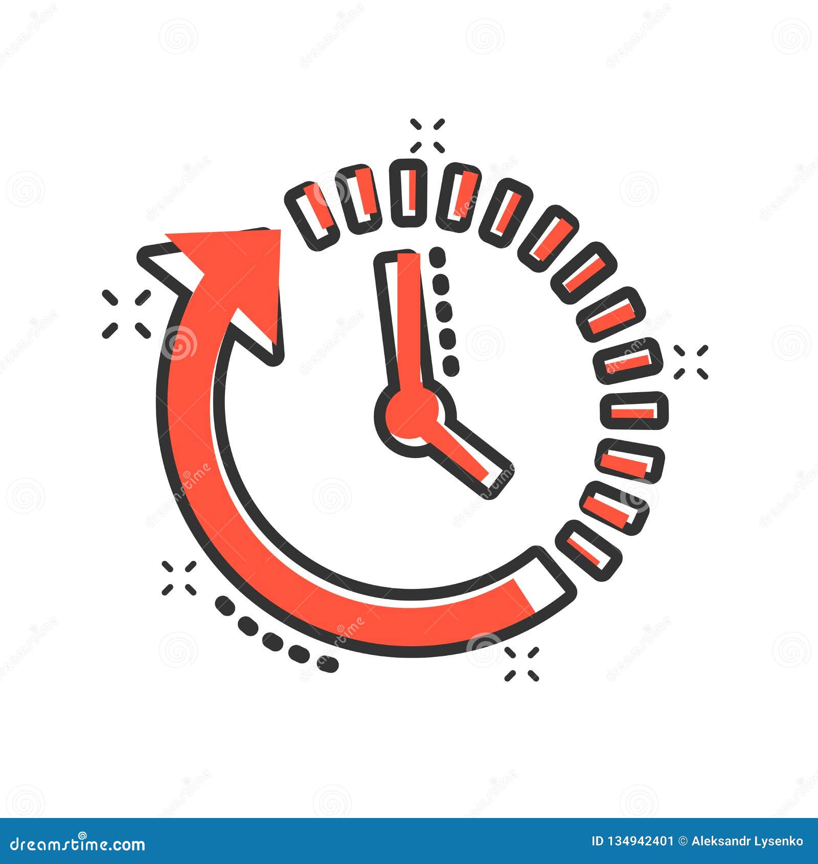Clock Countdown Icon in Comic Style. Time Chronometer Vector Cartoon ...