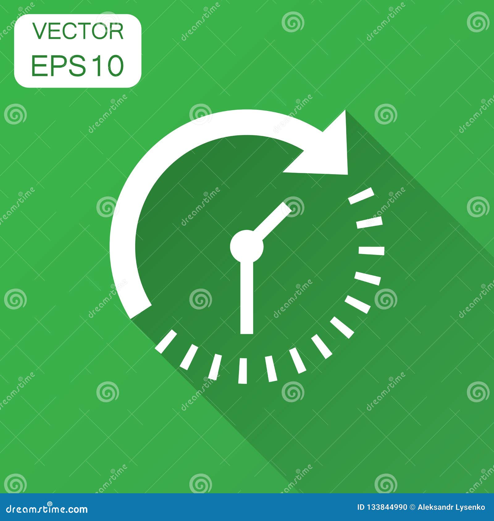 Clock Countdown Icon in Flat Style. Time Chronometer Vector ...