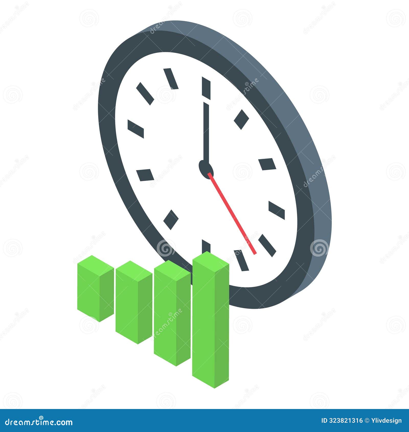 Clock Counting Down with Growing Bar Chart Displaying Time Running Out ...