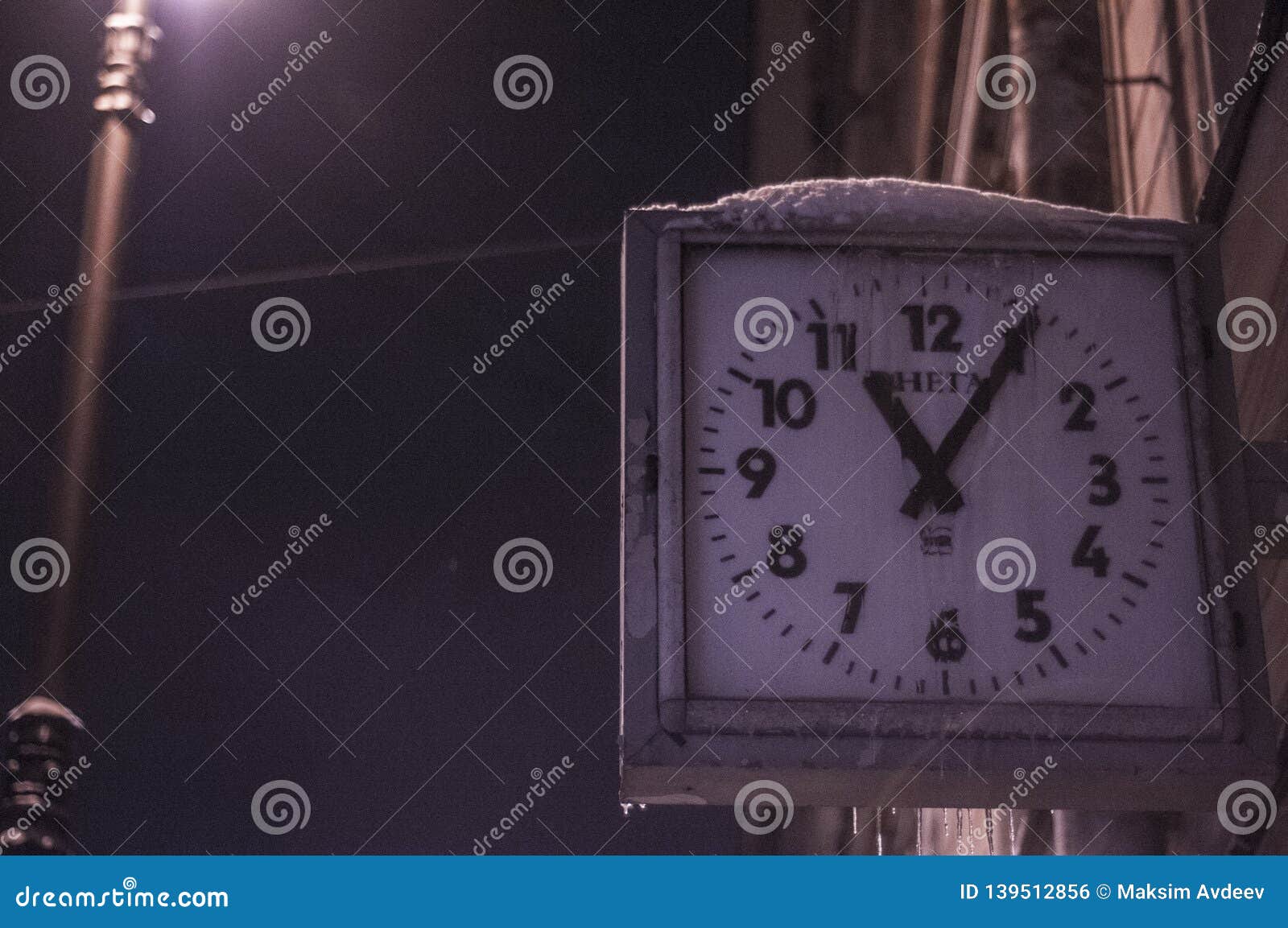 Clock Covered with Ice on the Street Stock Photo - Image of clockface ...