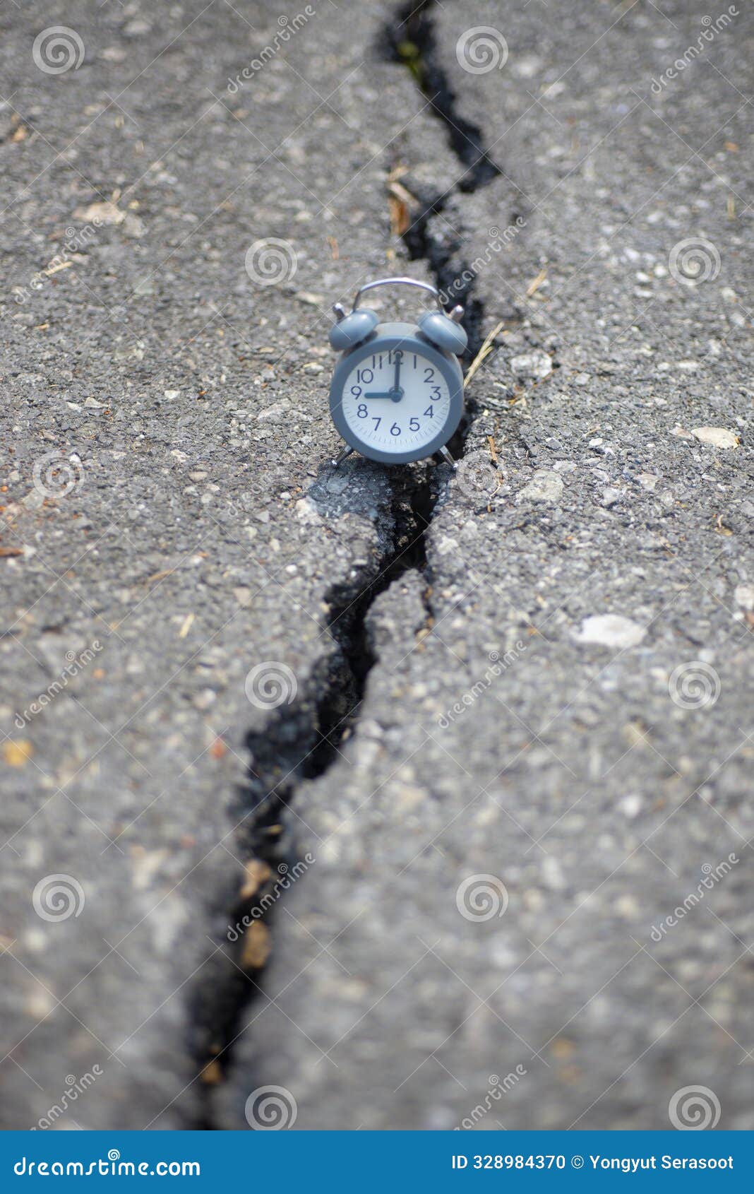 The Clock on a Cracked Concrete Road Stock Photo - Image of late ...