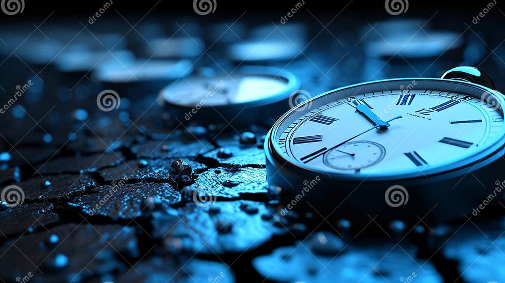 A Clock on a Cracked Surface Stock Illustration - Illustration of tick ...