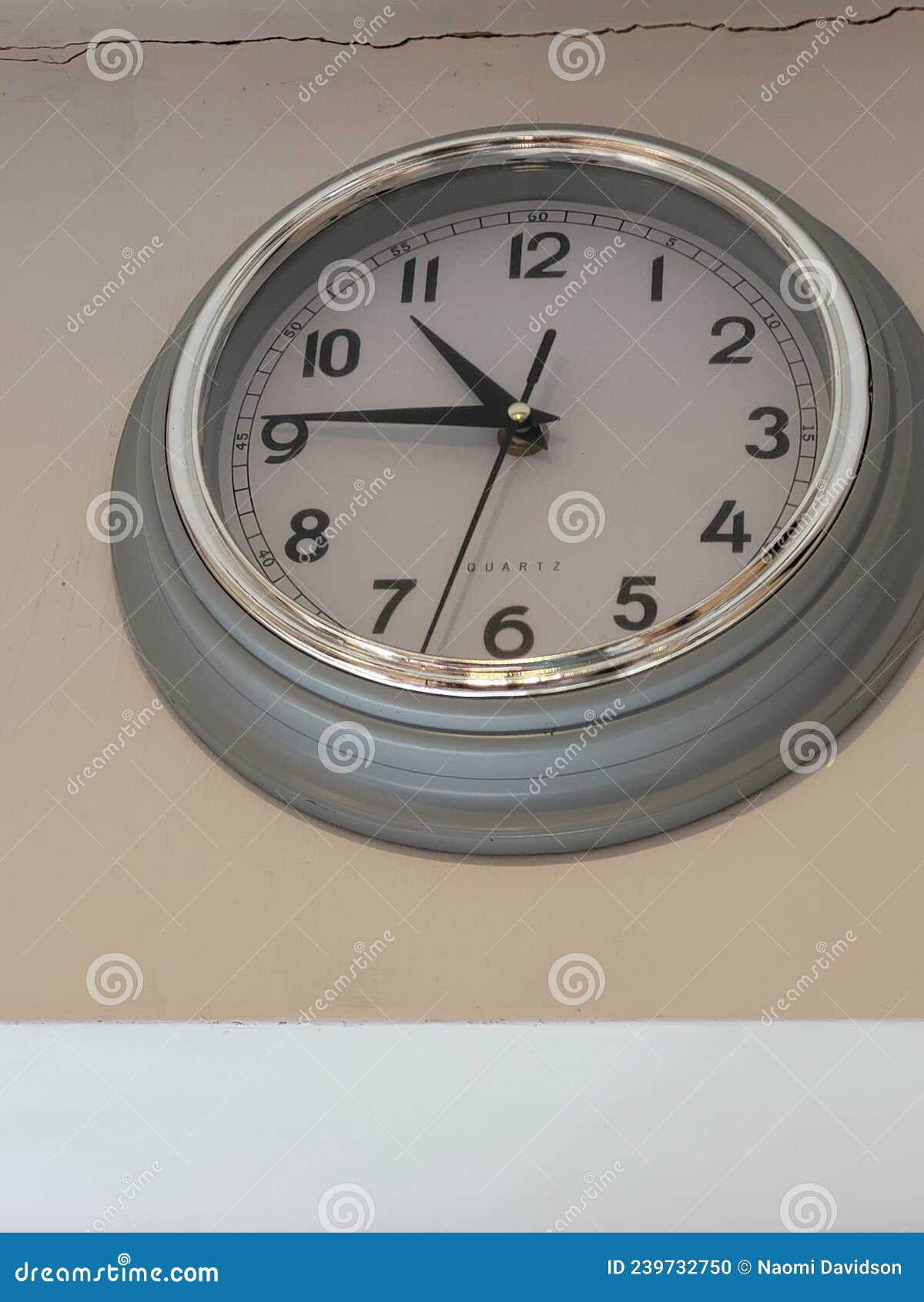 Clock on cracked wall stock photo. Image of numbers - 239732750