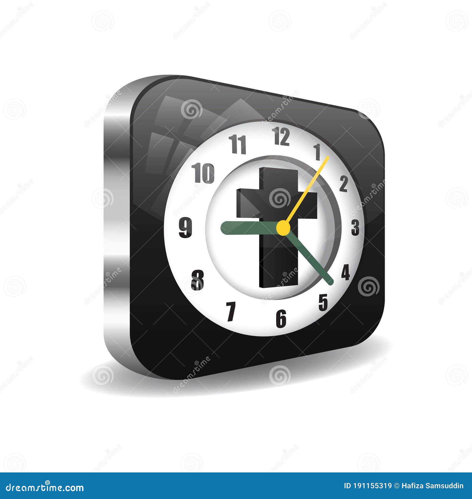 Clock with a Cross. Vector Illustration Decorative Design Stock Vector ...