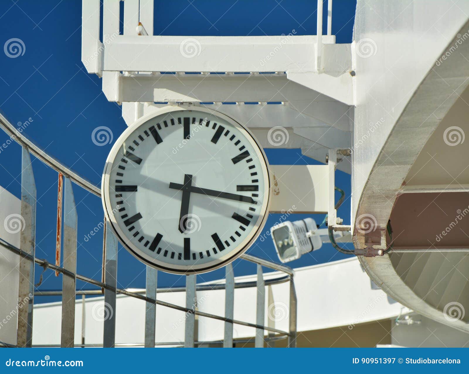 Clock on cruise ship stock image. Image of open, circle - 90951397