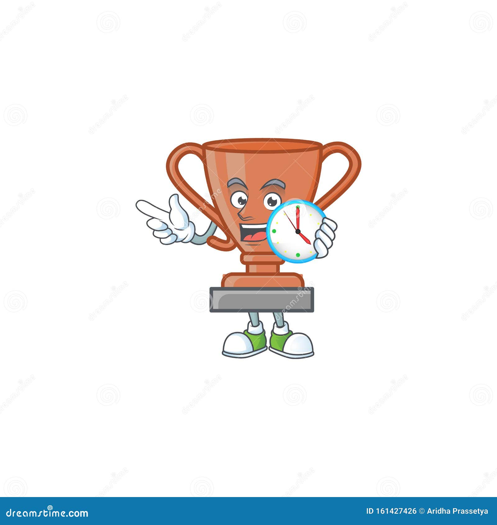 With Clock Cup Bronze Trophy for Win Collection. Stock Vector ...