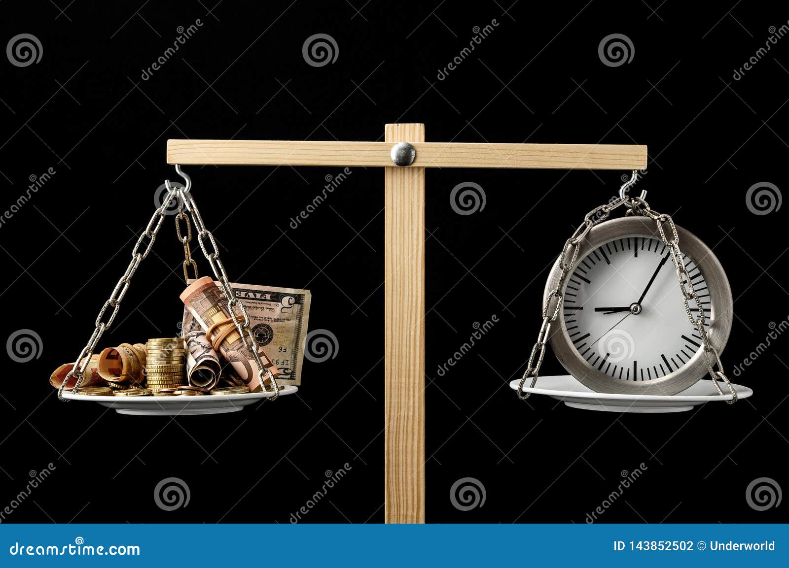 Clock and Currency Time is Money Concept Stock Photo - Image of glass ...